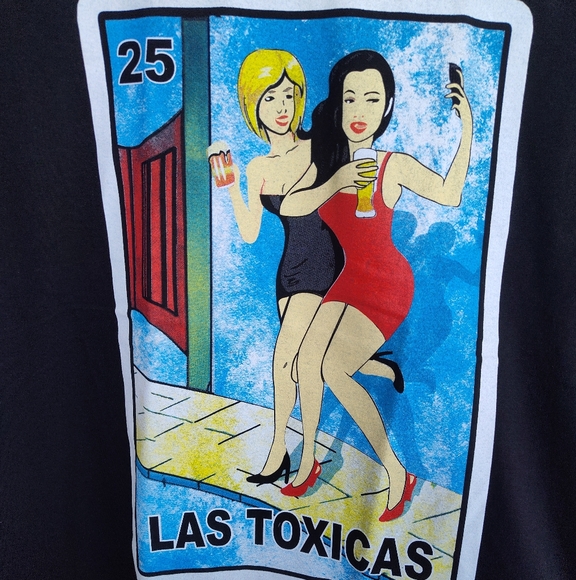 Source Unknown | Shirts | Loteria Las Toxicas Graphic Black Womens Top ...
